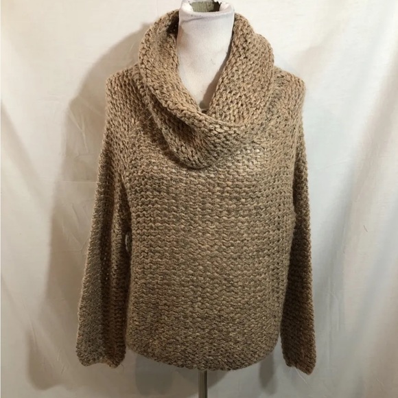 debut | Sweaters | Debut Tan Marbled Chunky Cowl Neck Sweater Womens M ...
